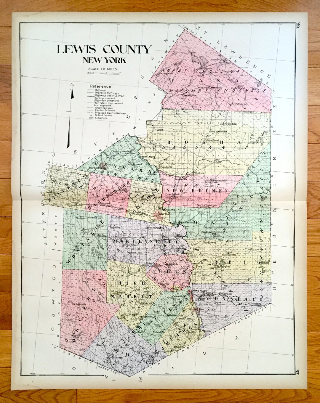 Antique Lewis County, New York 1911 New Century Atlas Map – Lowville ...