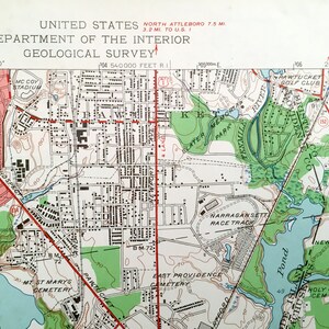 Antique Providence, Rhode Island 1949 US Geological Survey Topographic ...