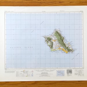 Antique Oahu, Hawaii 1952 US Geological Survey Topographic Map ...