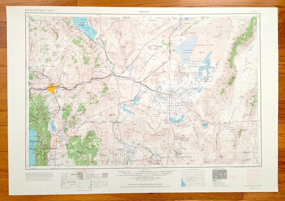Antique Reno, Nevada 1957 US Geological Survey Topographic Map – Carson ...