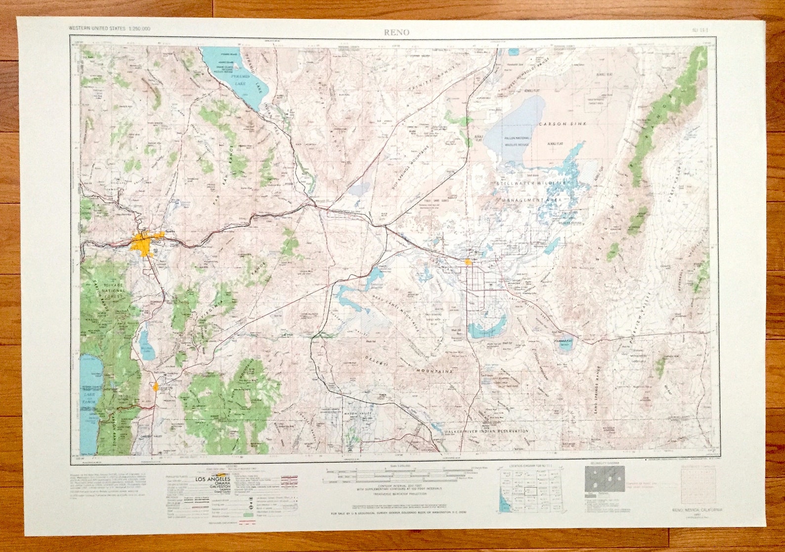 Antique Reno Nevada 1957 US Geological Survey Topographic Map - Etsy