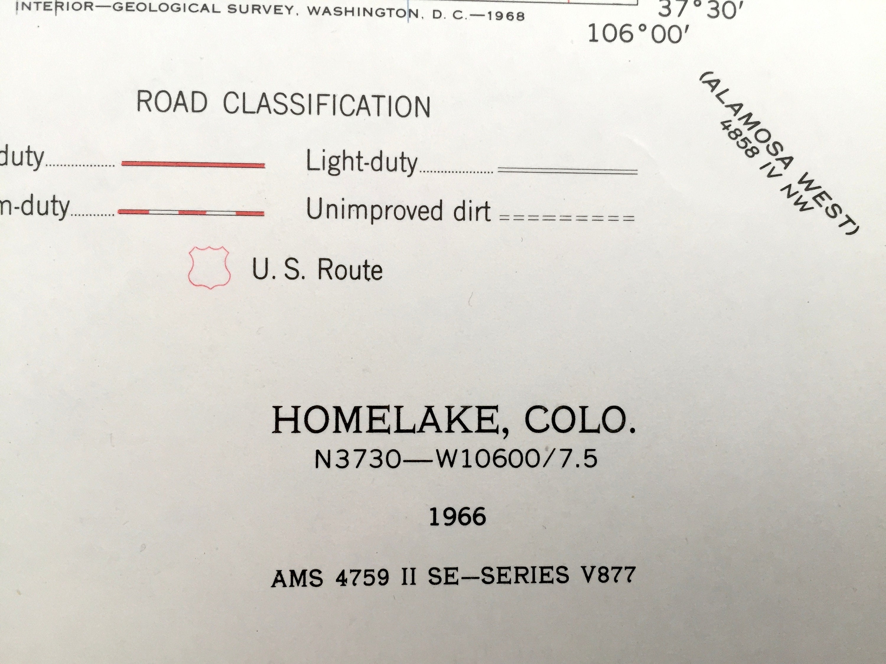 Antique Homelake, Colorado 1966 US Geological Survey Topographic Map ...