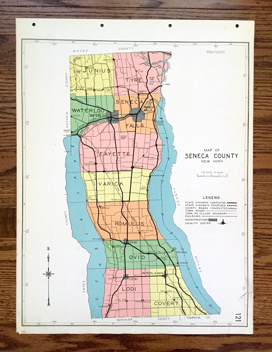 Antique Seneca County, New York 1941 Historical Atlas Map – Finger ...