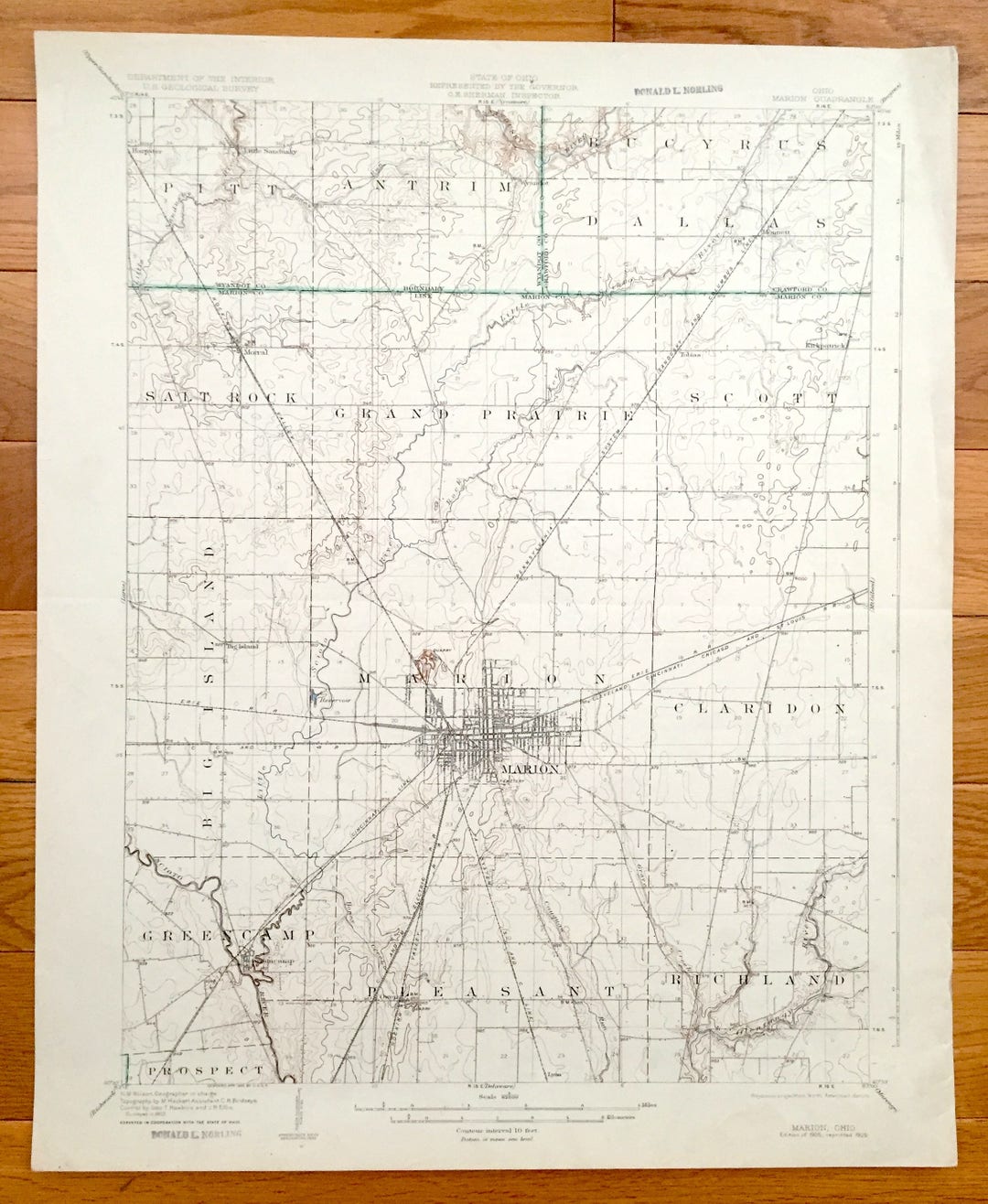 Antique Marion, Ohio 1905 US Geological Survey Topographic Map ...