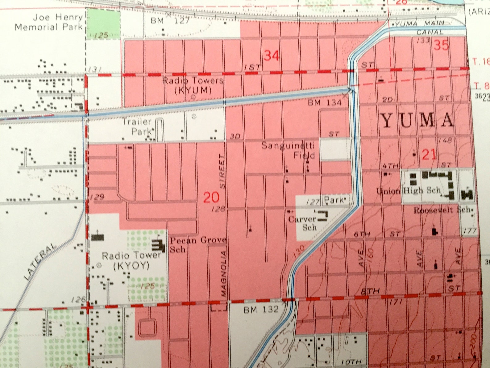 Antique Yuma, Arizona 1965 US Geological Survey Topographic Map – Yuma ...