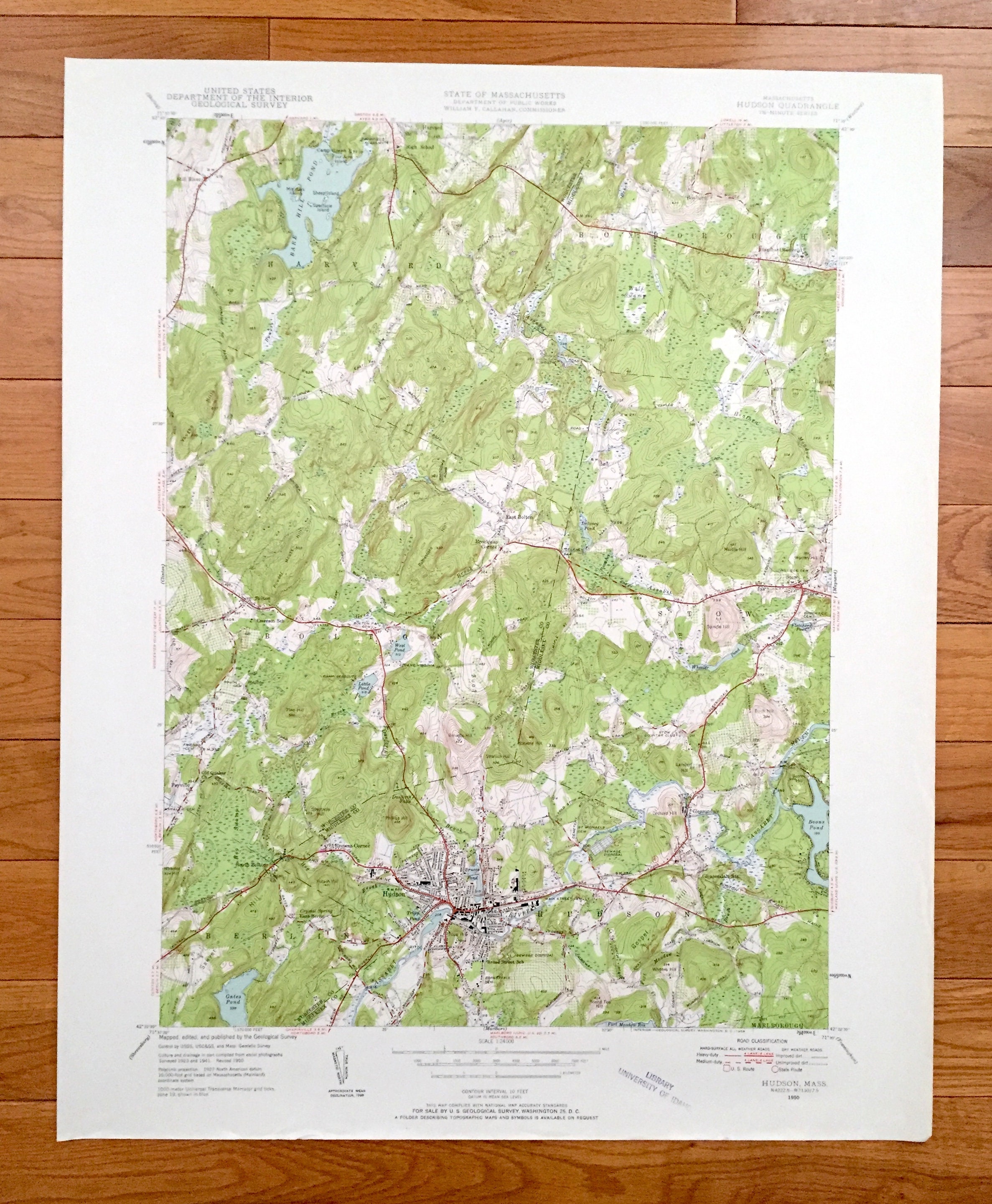 Antique Hudson Massachusetts 1950 US Geological Survey - Etsy UK