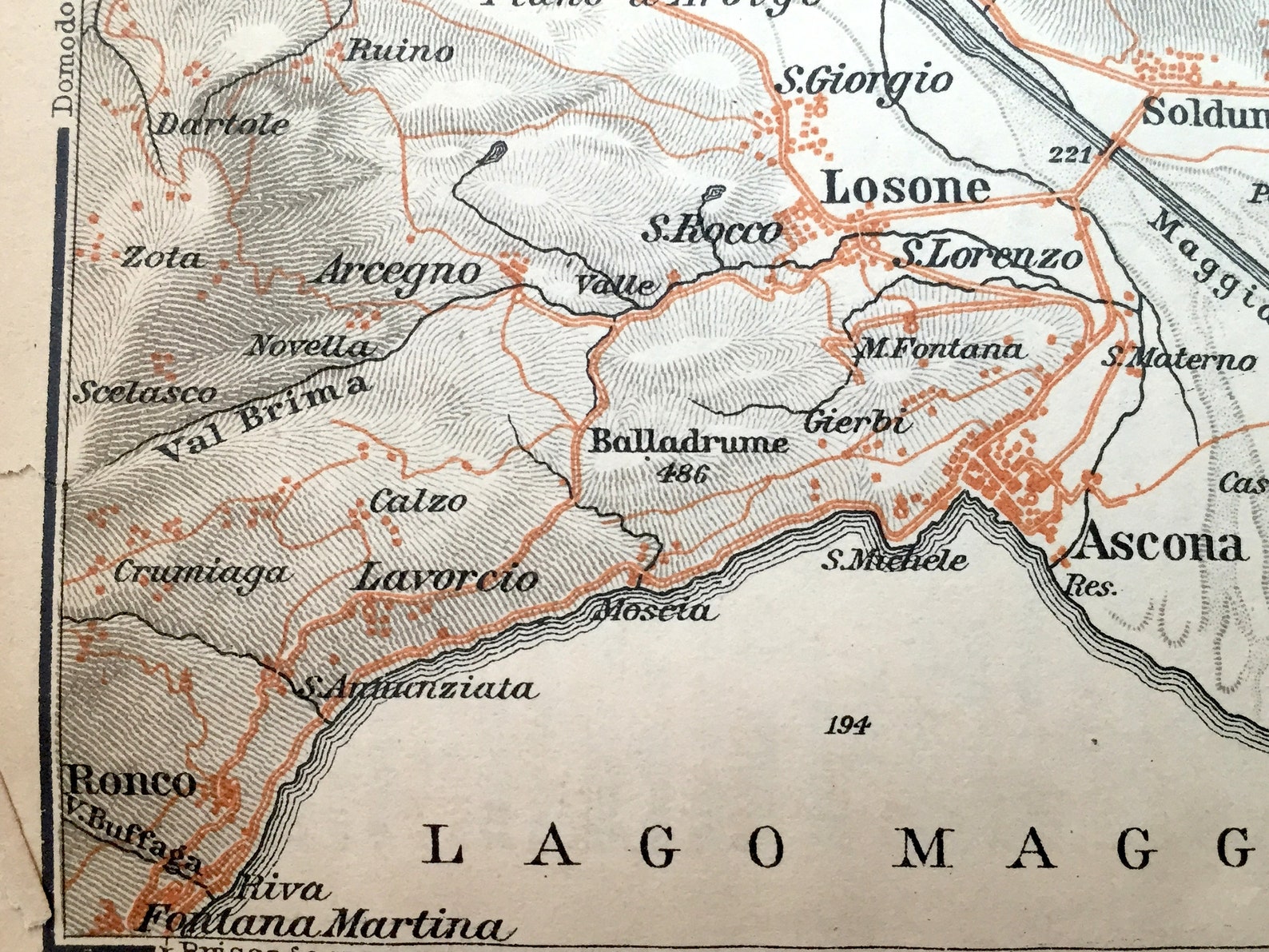Antique 1904 Locarno Switzerland Map From Baedekers Guide - Etsy