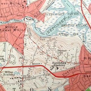 Antique Boston, Massachusetts 1956 US Geological Survey Topographic Map ...