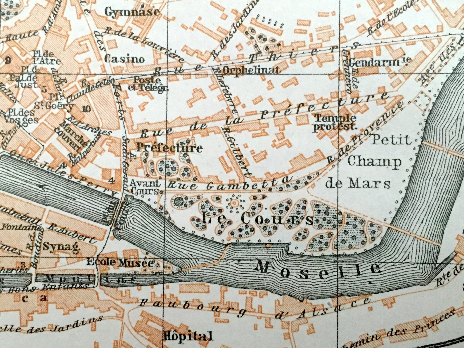 Antique 1909 Epinal France Map from Baedekers Guide Atlas | Etsy