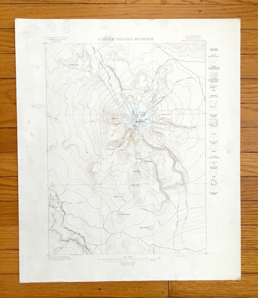 Antique Mount Shasta, California 1884 US Geological Survey Topographic ...