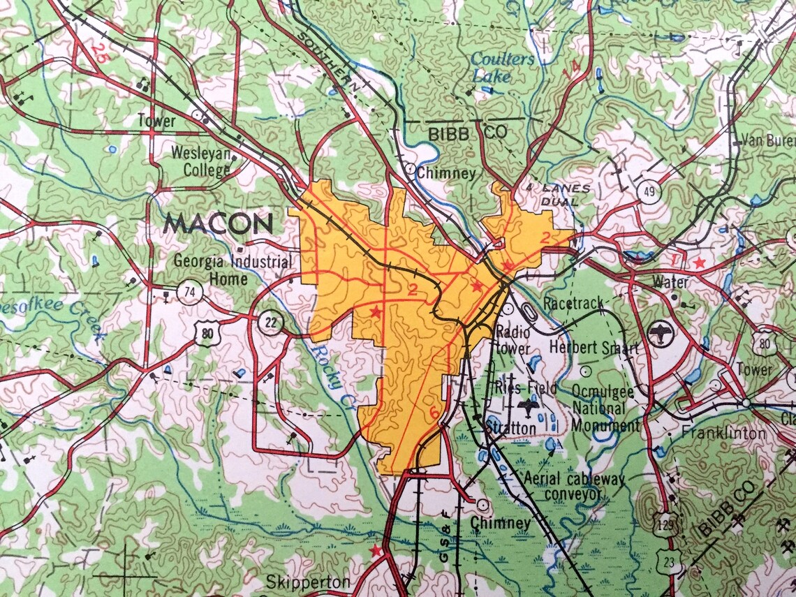 Antique Macon Georgia 1964 US Geological Survey Topographic | Etsy