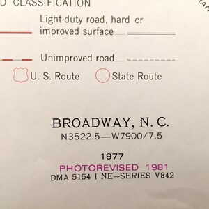 Antique Broadway, North Carolina 1977 US Geological Survey Topographic ...