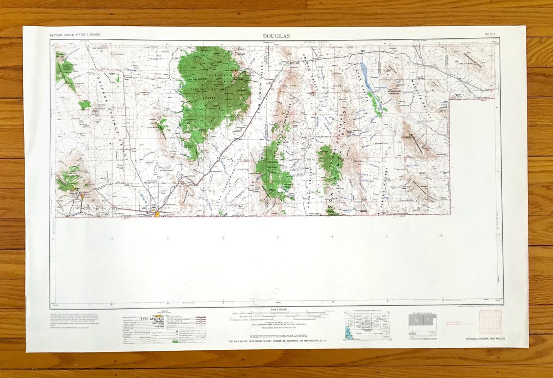 Antique Douglas, Arizona 1964 US Geological Survey Topographic Map ...