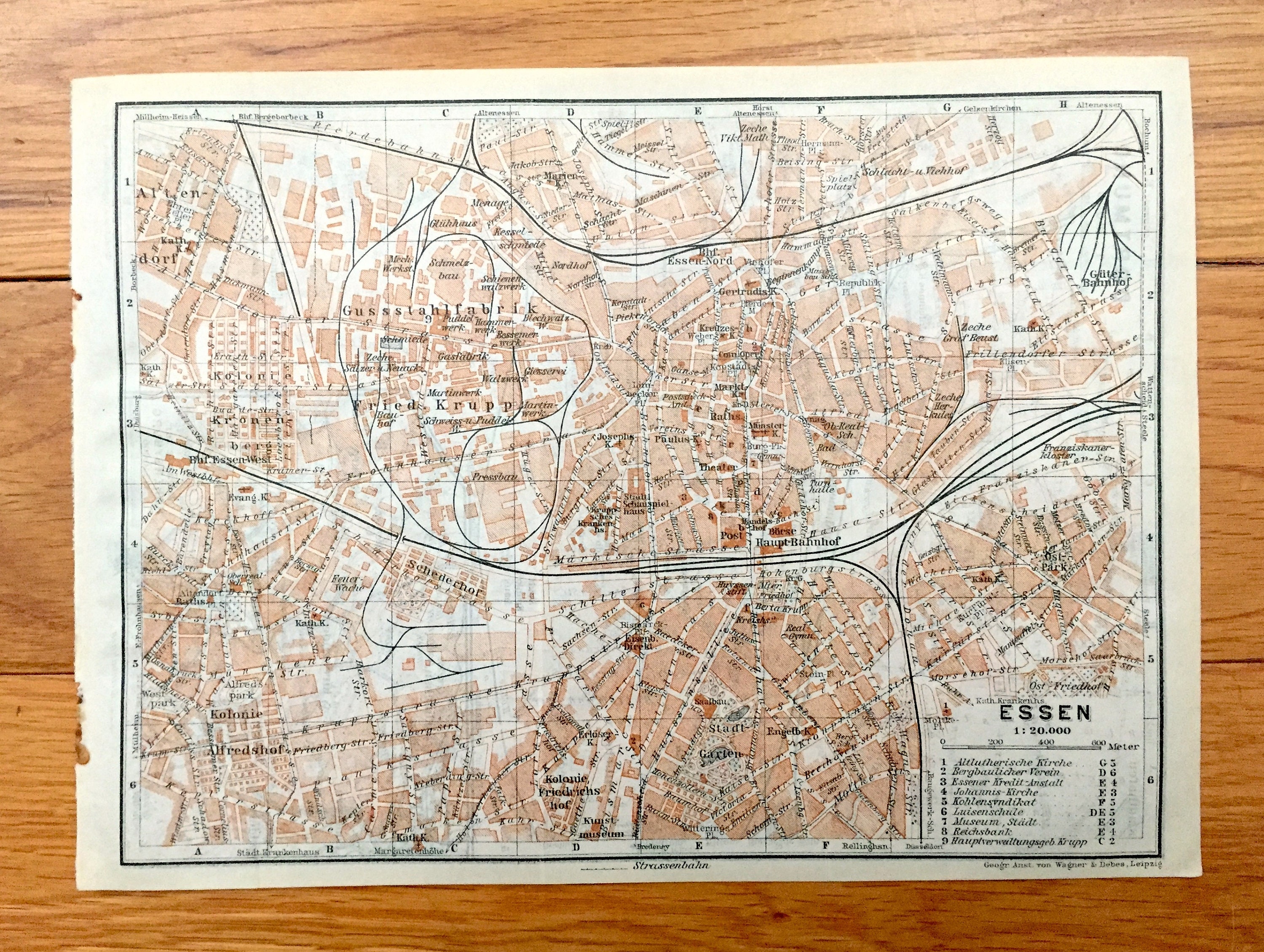 Antique 1925 Essen & Dortmund Germany Map From Baedekers - Etsy UK
