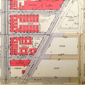Antique Manhattan, New York City Map From Bromley's 1934 Manhattan Land ...