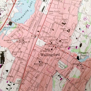 Antique Wallingford, Connecticut 1967 US Geological Survey Topographic ...