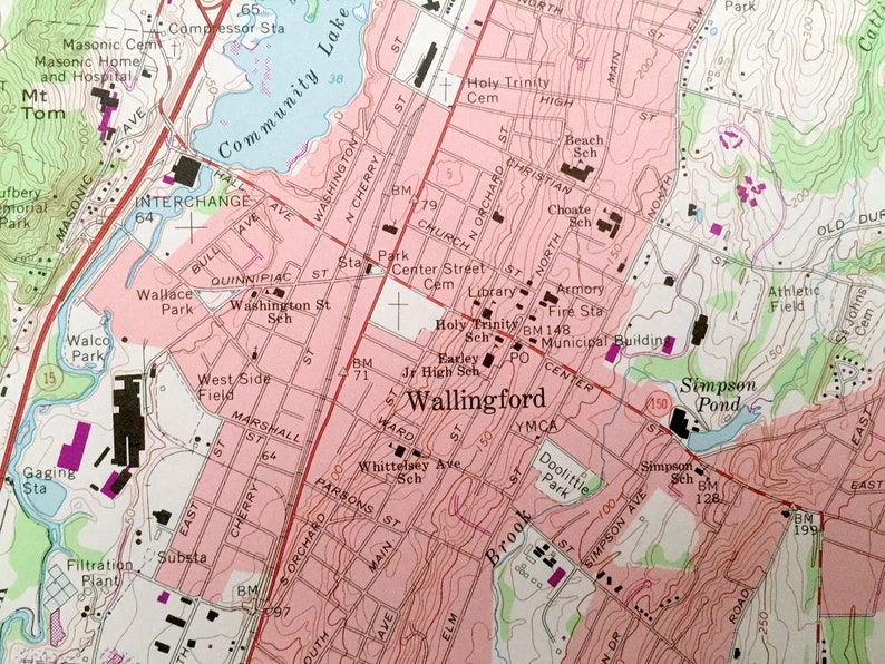 Antique Wallingford Connecticut 1967 US Geological Survey - Etsy