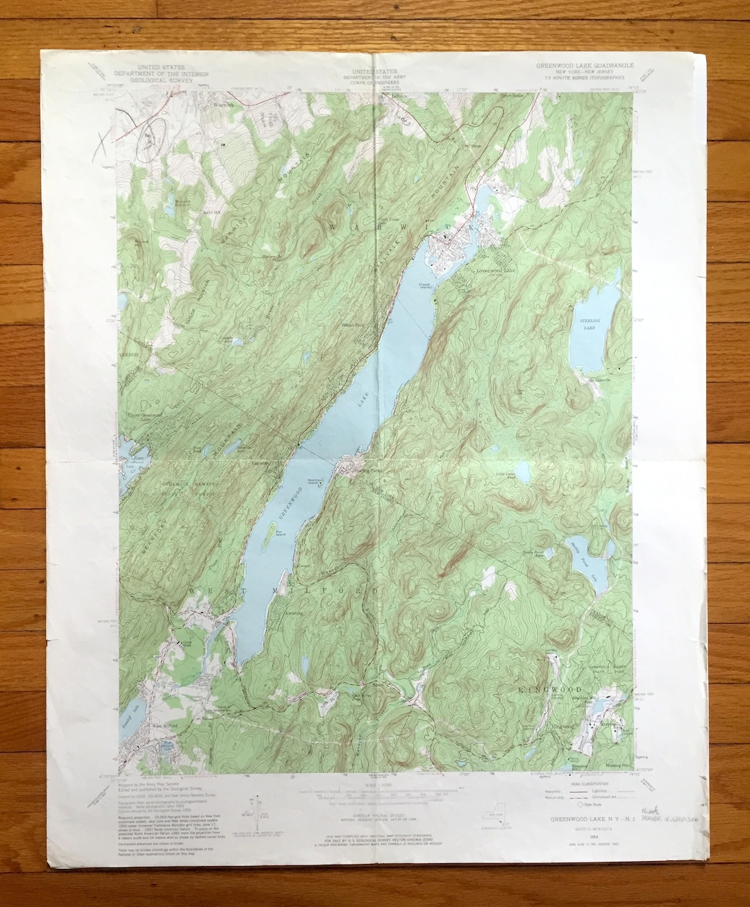 Antique Greenwood Lake, New Jersey 1954 US Geological Survey ...