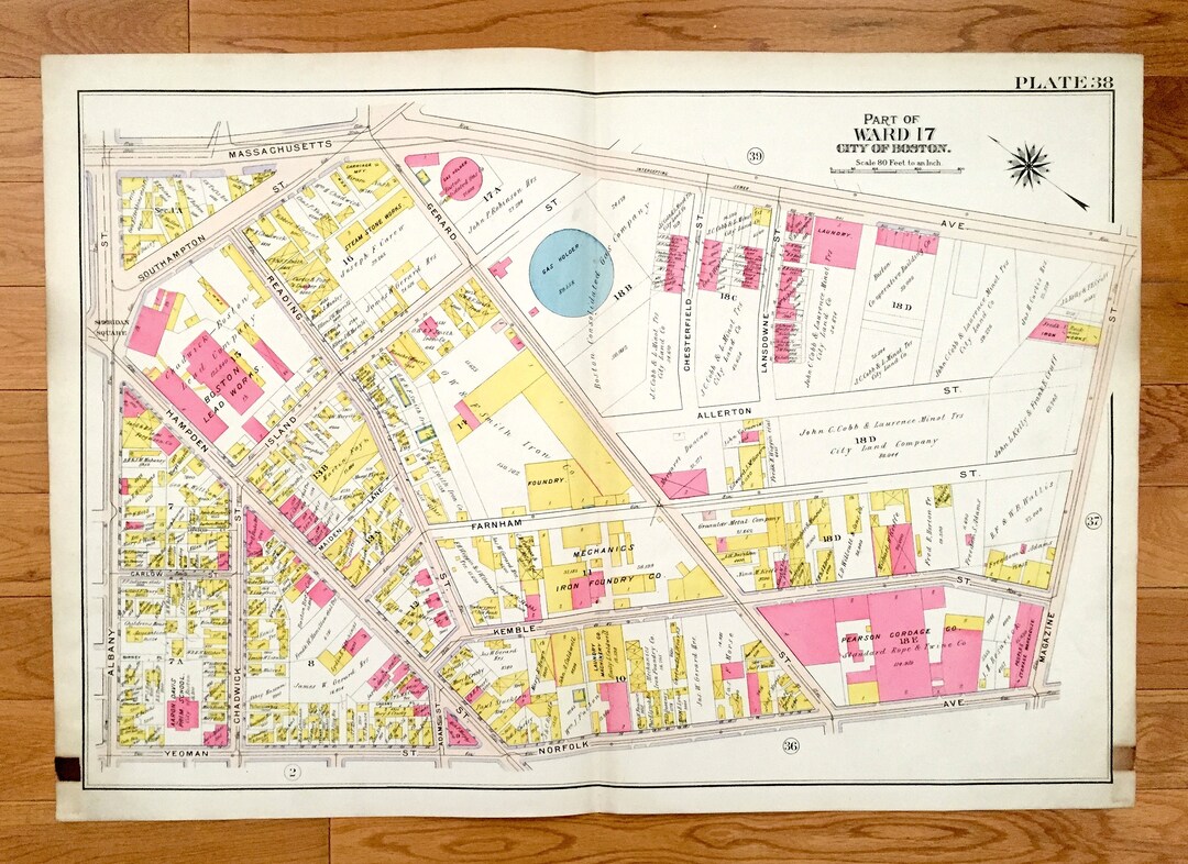 Antique 1906 Roxbury, Massachusetts Map From GW Bromley Atlas – Boston ...