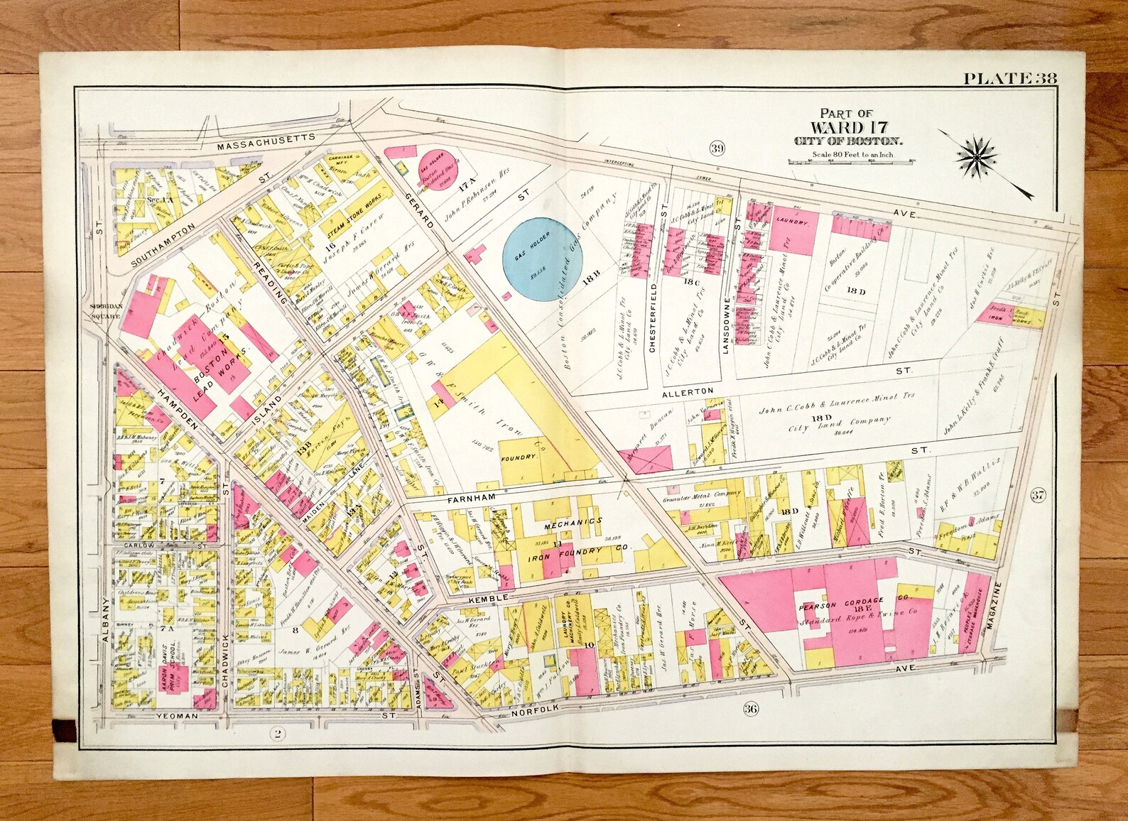Antique 1906 Roxbury Massachusetts Map From GW Bromley Atlas - Etsy
