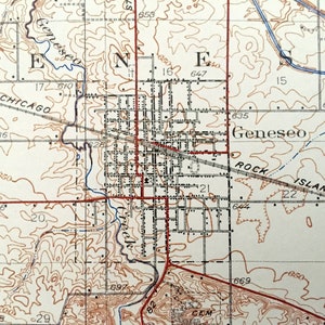 Antique Geneseo, Illinois 1934 US Geological Survey Topographic Map ...