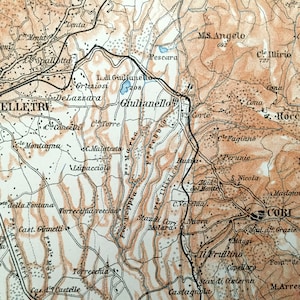 Antique 1913 Velletri, Italy Map From Baedekers Guide Atlas – Cori ...