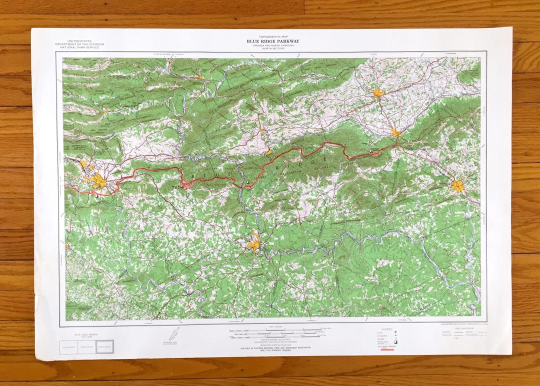 Antique Blue Ridge Parkway, North Section 1964 US Geological Survey ...