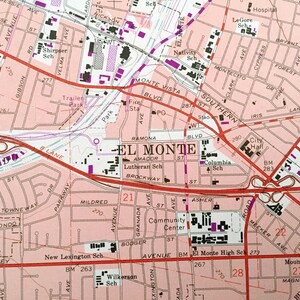 Antique El Monte, California 1966 US Geological Survey Topographic Map ...