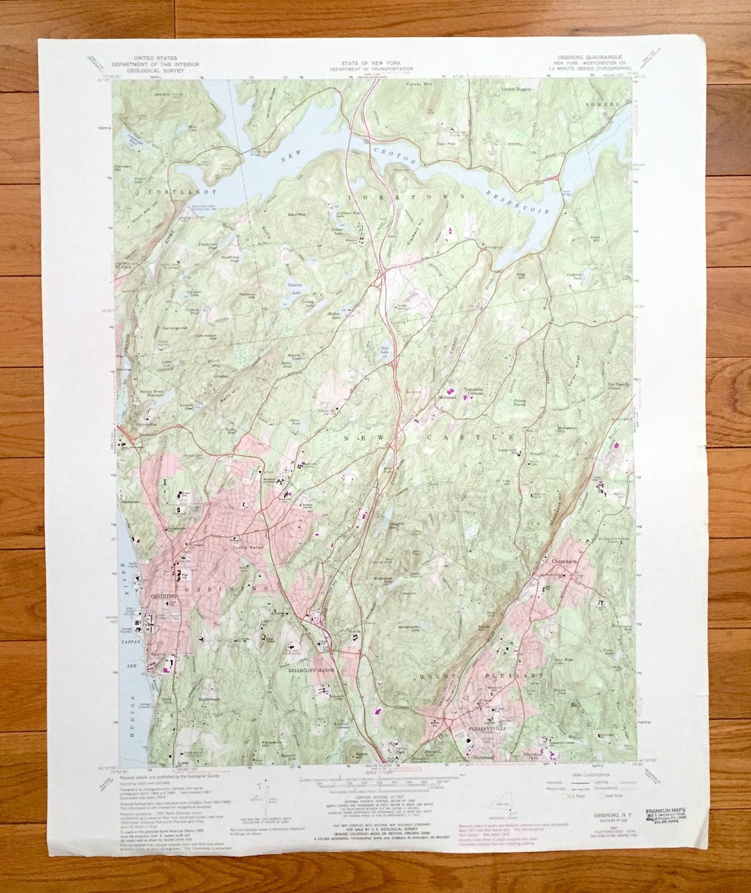 Antique Ossining, New York 1967 US Geological Survey Topographic Map ...