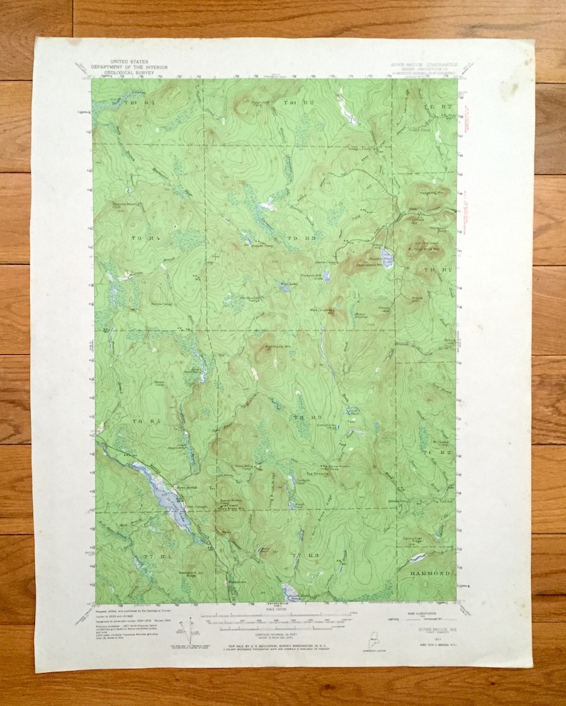 Antique Howe Brook, Maine 1954 US Geological Survey Topographic Map ...