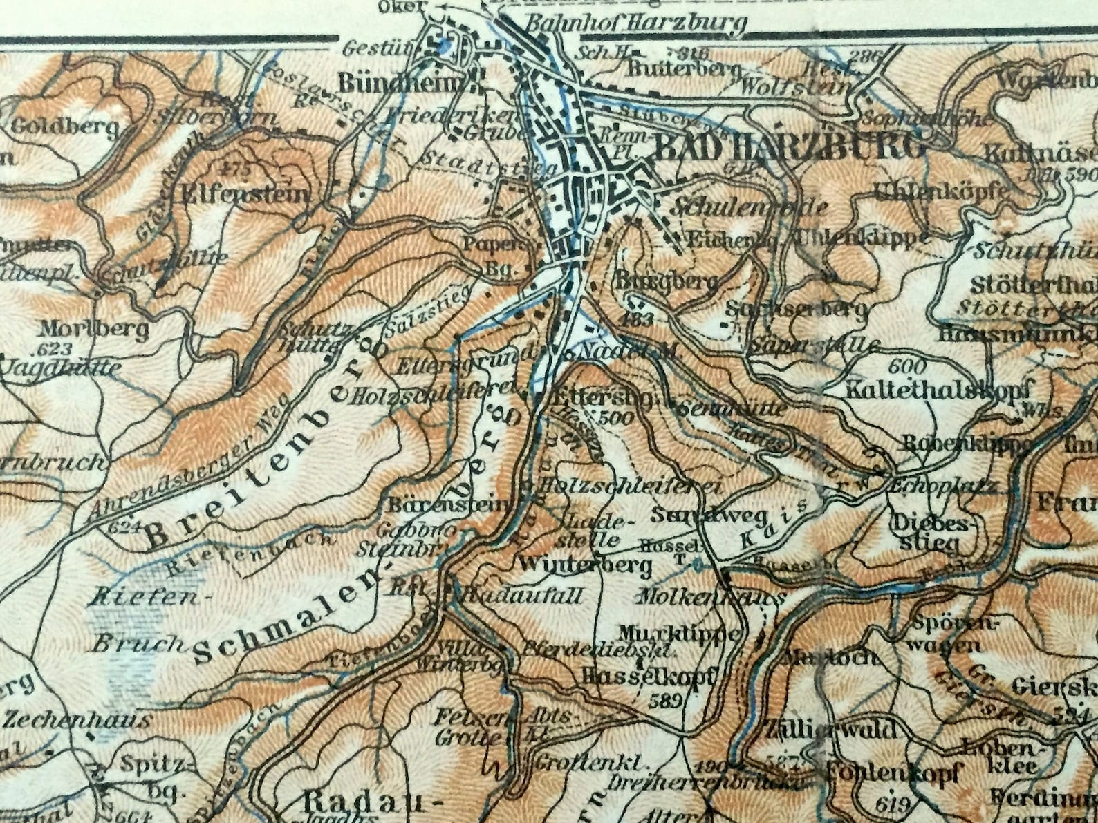 Antique 1925 Brocken, Germany Map From Baedekers Guide Atlas – Bad ...