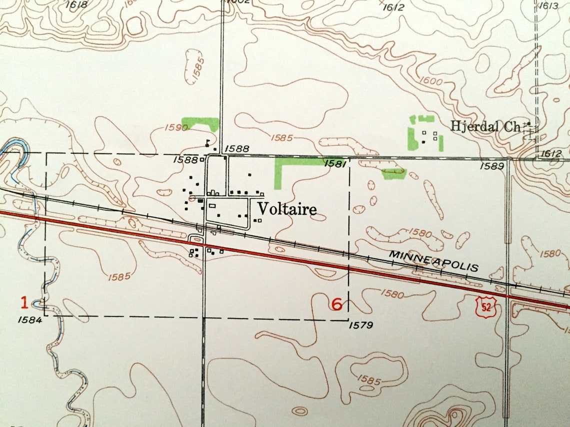 Antique Voltaire North Dakota 1948 US Geological Survey - Etsy