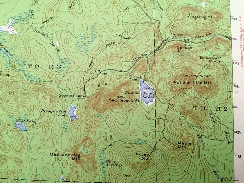 Antique Howe Brook, Maine 1954 US Geological Survey Topographic Map ...