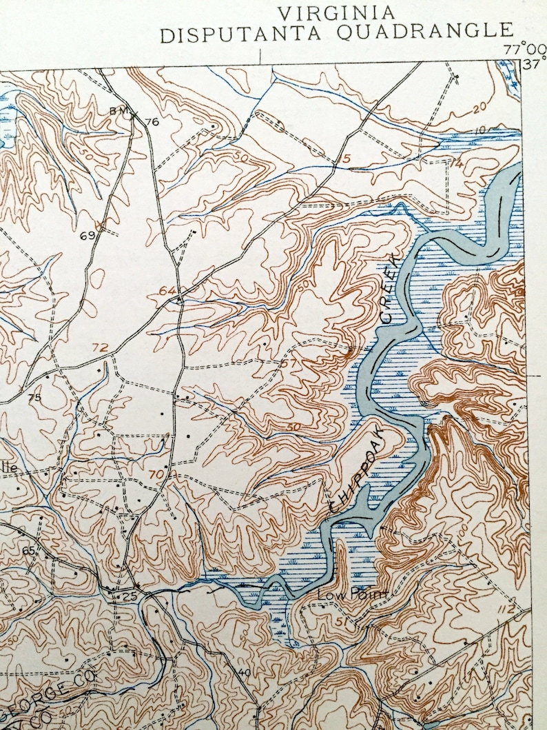 Antique Disputanta Virginia 1919 US Geological Survey - Etsy