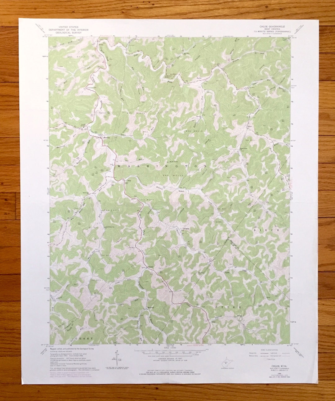 Antique Chloe, West Virginia 1966 US Geological Survey Topographic Map ...