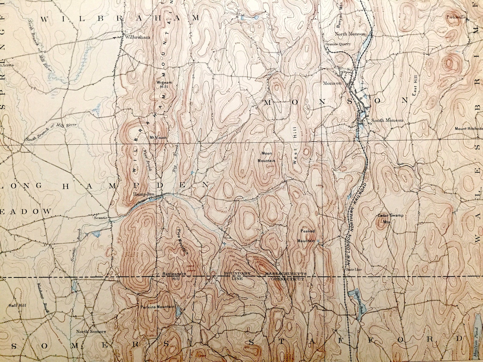 Antique Palmer, Massachusetts 1893 US Geological Survey Topographic Map ...