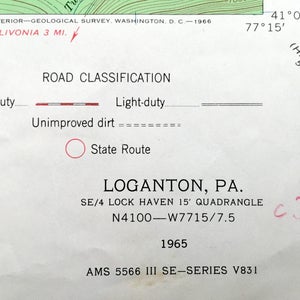 Antique Loganton, Pennsylvania 1965 US Geological Survey Topographic ...
