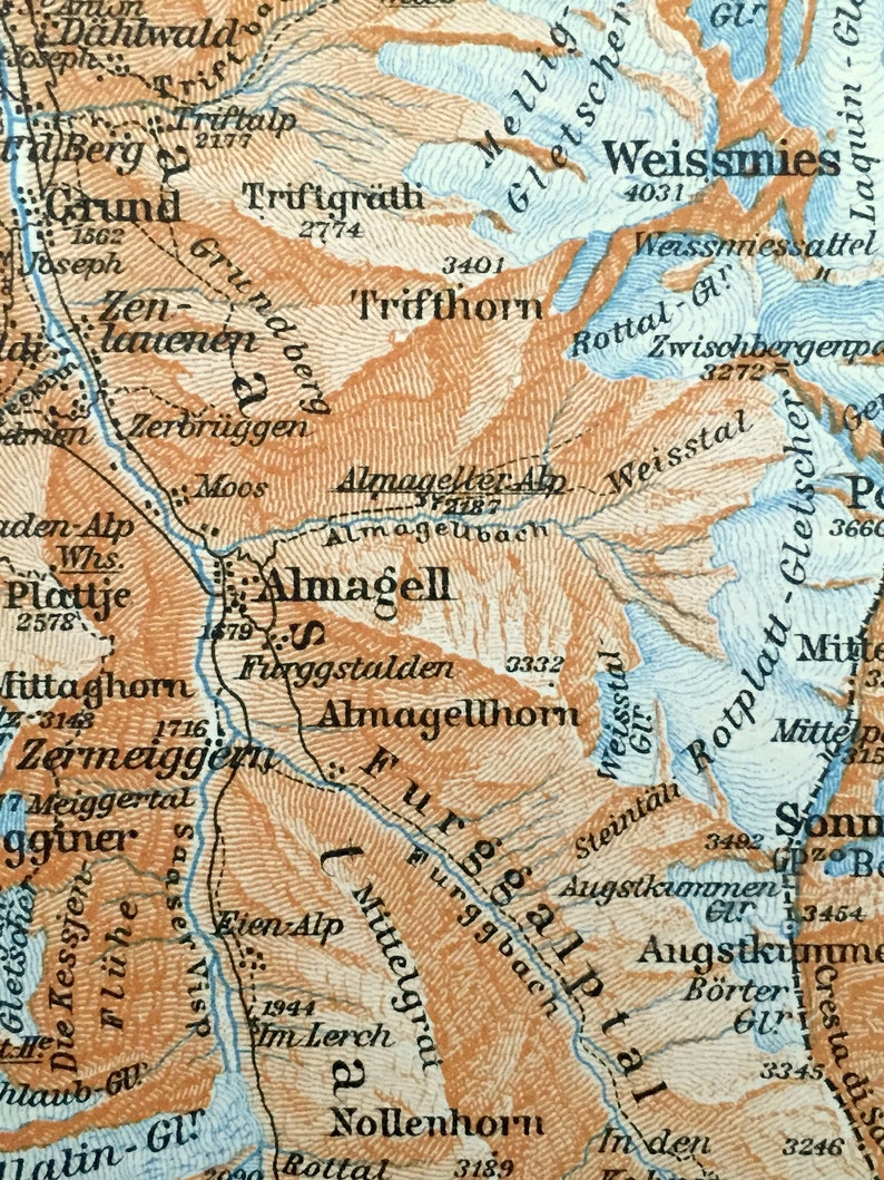 Antique 1913 Domodossola, Italy Map From Baedekers Guide Atlas – Bannio ...