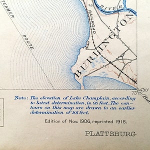 Antique Plattsburgh, New York 1906 US Geological Survey Topographic Map ...