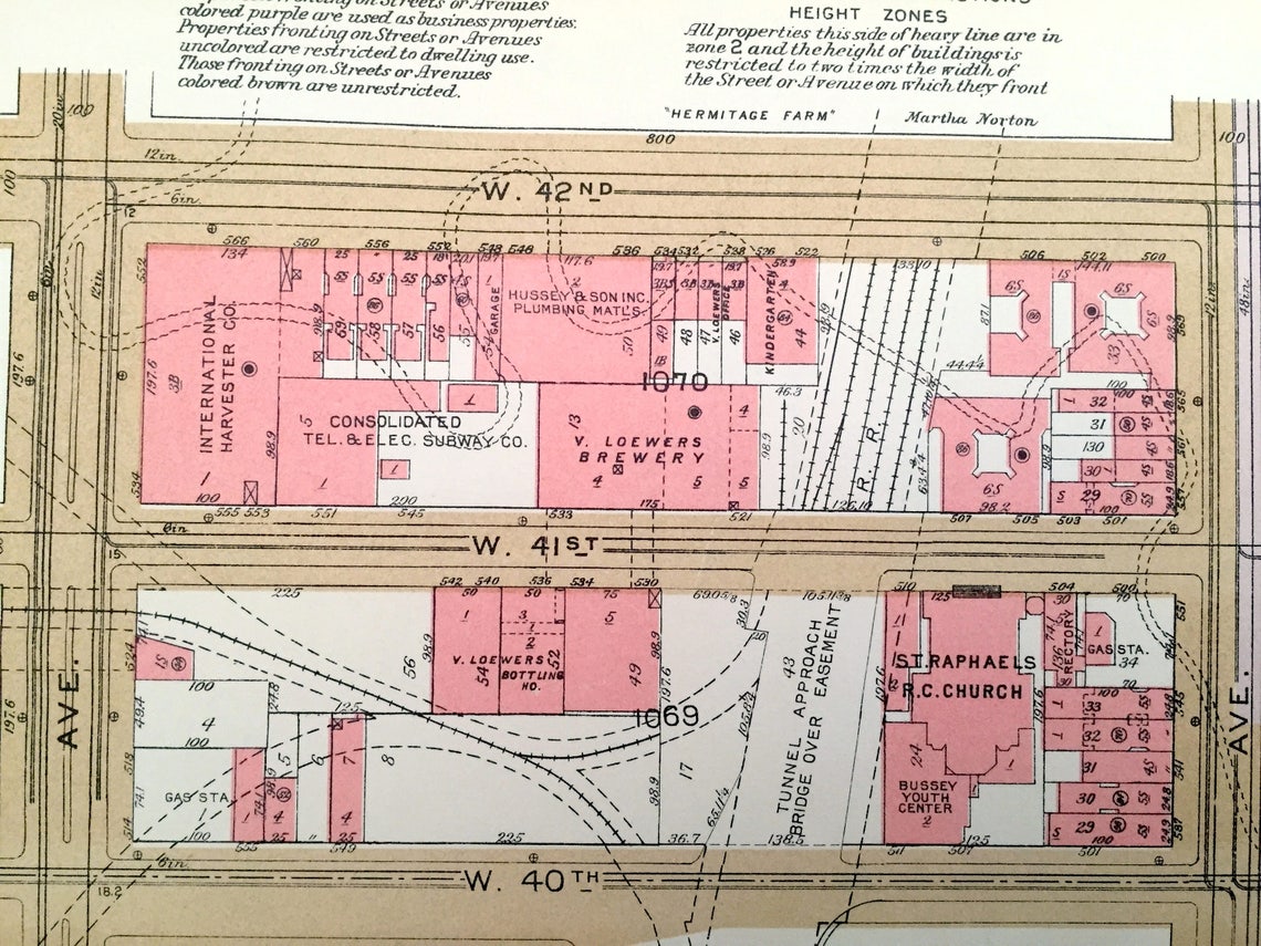 Antique Manhattan, New York City Map From Bromley's 1955 Manhattan Land ...