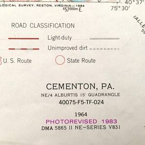 Antique Cementon, Pennsylvania 1964 US Geological Survey Topographic ...