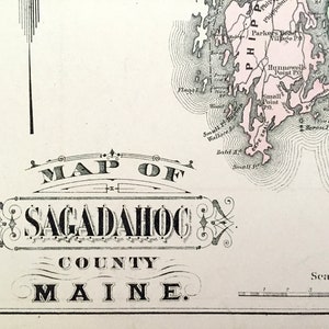 Antique 1885 Sagadahoc and Lincoln County, Maine Map by George N. Colby ...