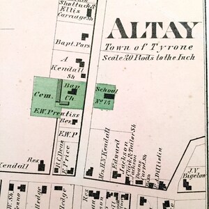 Antique 1874 Tyrone, Altay, Weston, New York Map From Pomeroy, Whitman ...