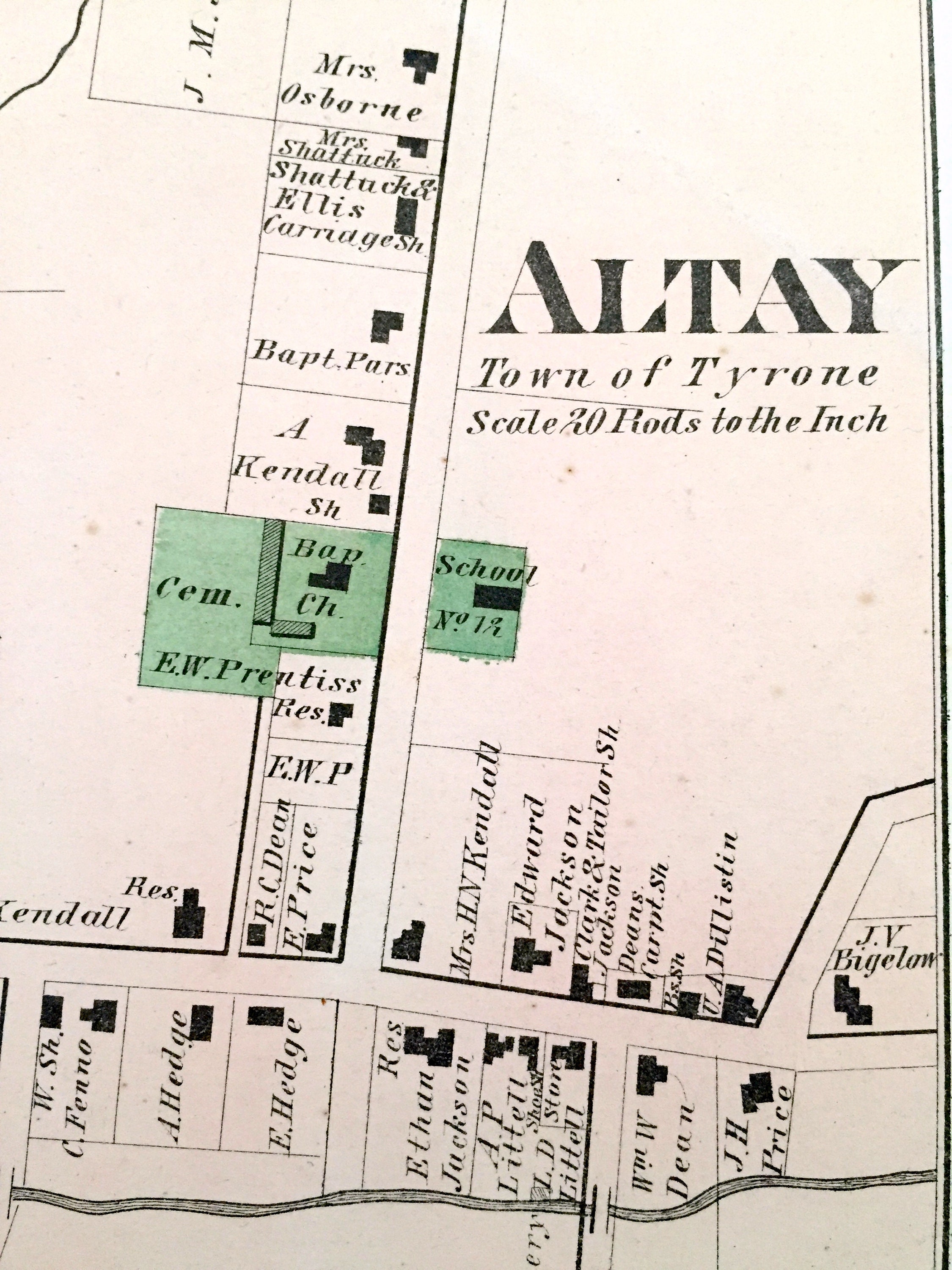 Antique 1874 Tyrone Altay Weston New York Map From Pomeroy | Etsy