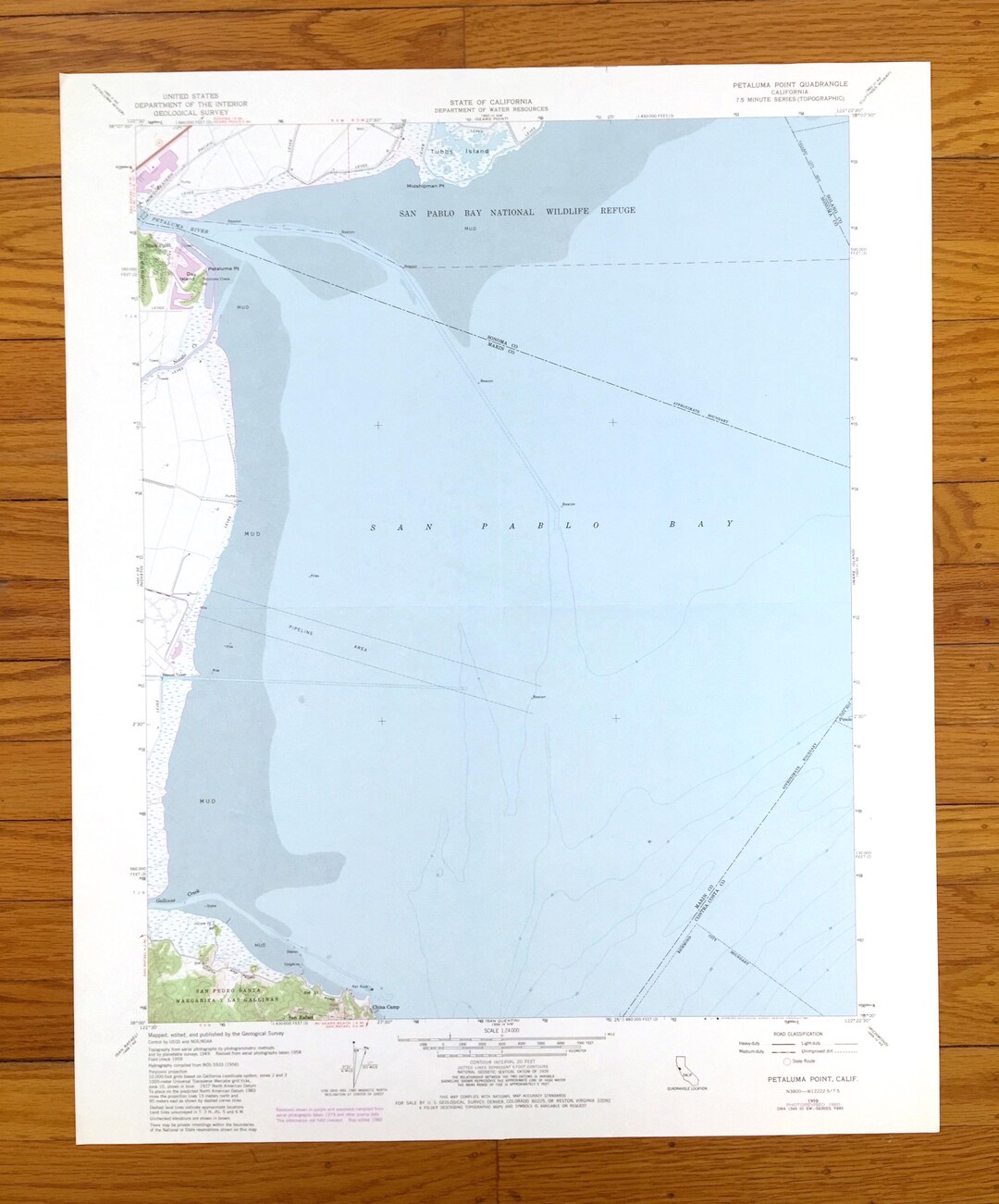 Antique Petaluma Point, California 1959 US Geological Survey ...