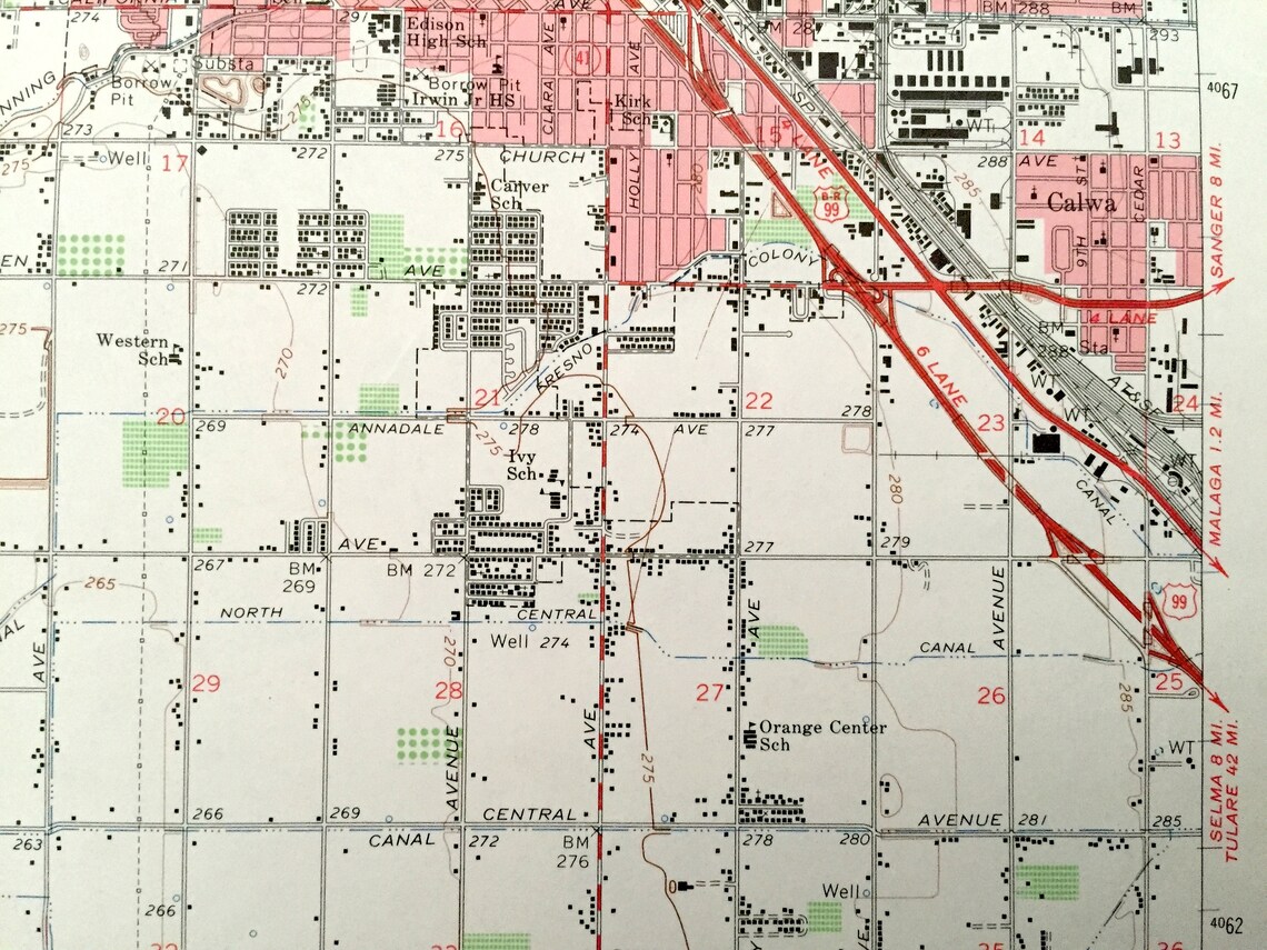 Antique Fresno California 1963 US Geological Survey | Etsy