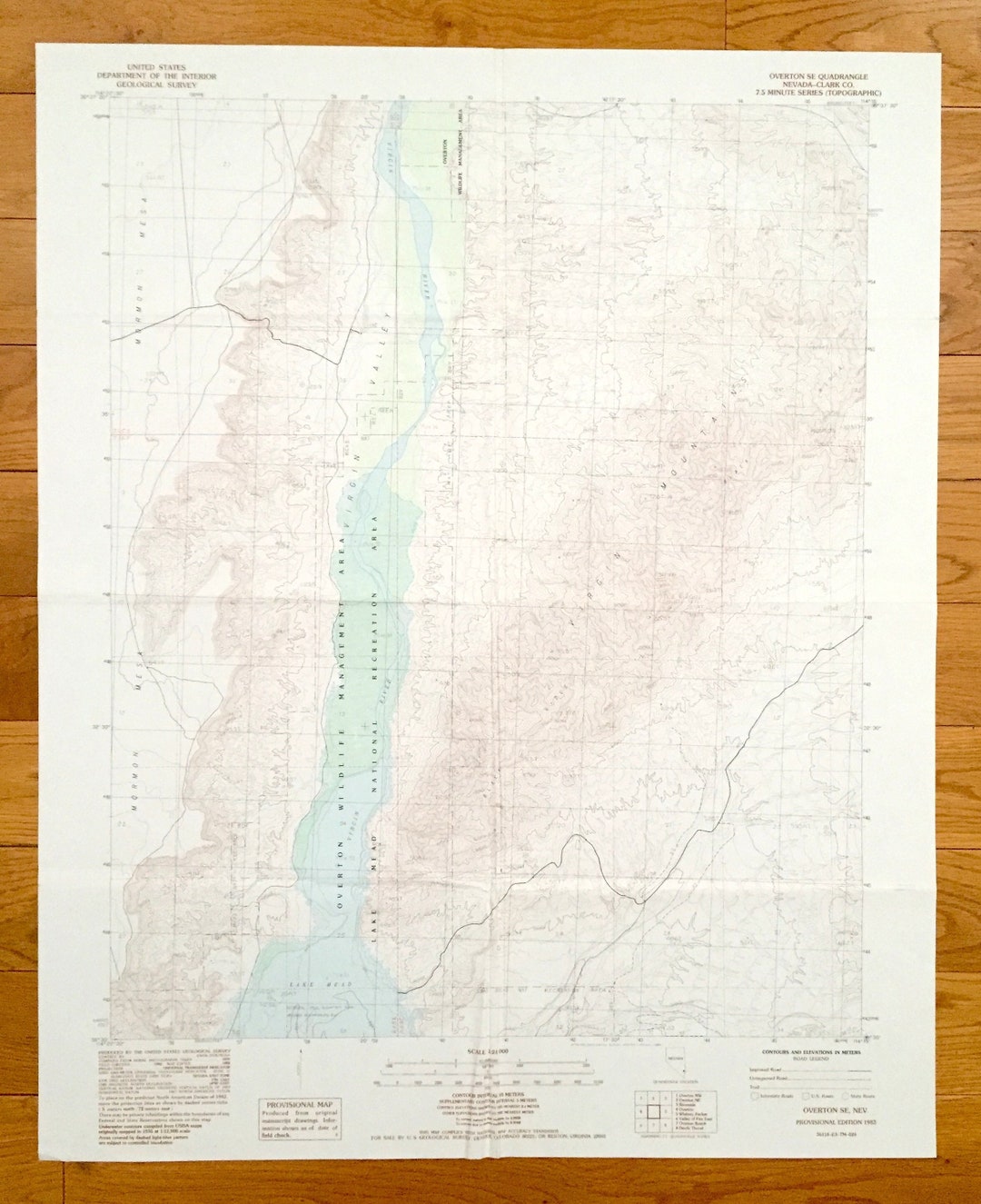 Antique Overton SE, Nevada 1983 US Geological Survey Topographic Map ...