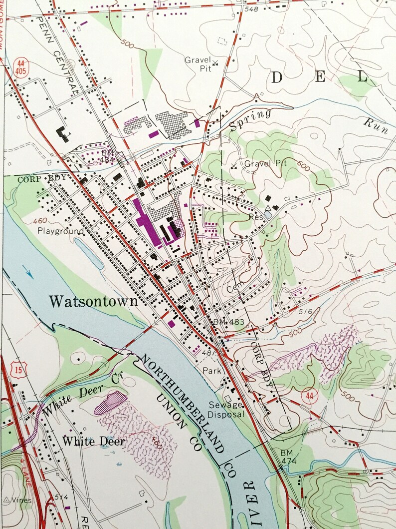 Antique Milton, Pennsylvania 1965 US Geological Survey Topographic Map ...