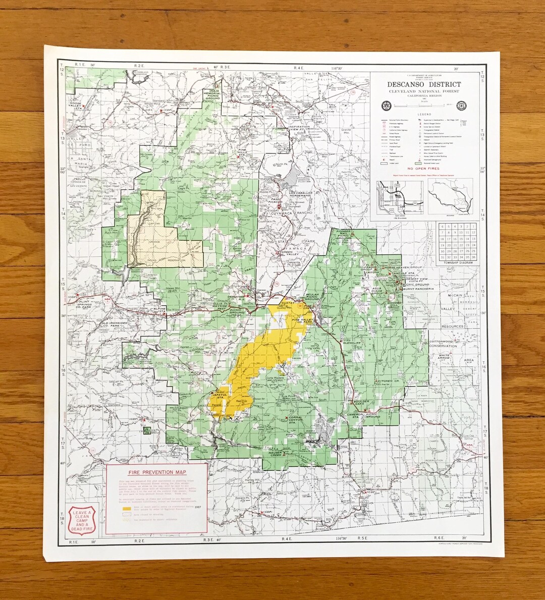 Antique 1965 Descanso District, Cleveland National Forest, California ...