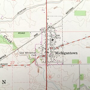 Antique Michigantown, Indiana 1959 US Geological Survey Topographic Map ...